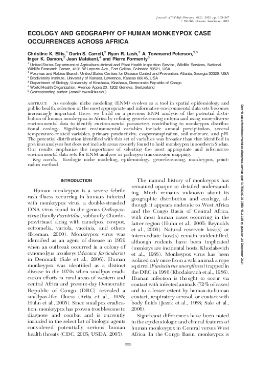 (PDF) Ecology and Geography of Human Monkeypox Case Occurrences Across Africa