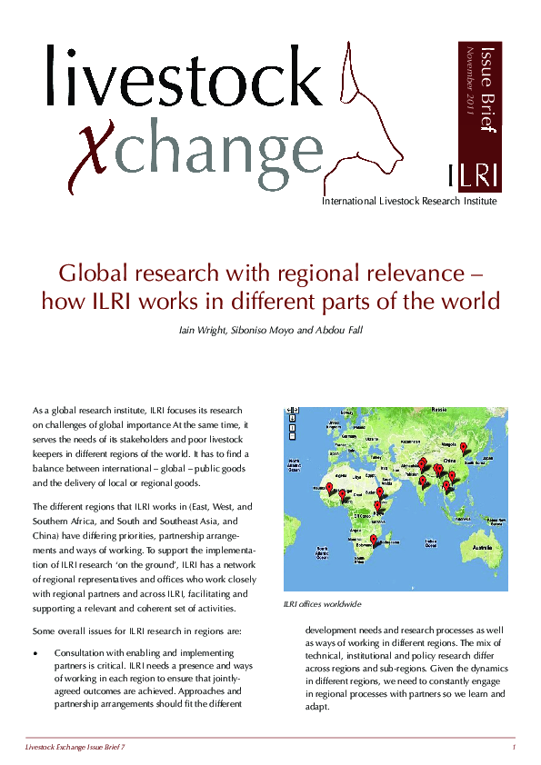(PDF) Global research with regional relevance—How ILRI works in ...