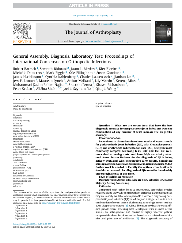(PDF) General Assembly, Diagnosis, Laboratory Test: Proceedings of ...