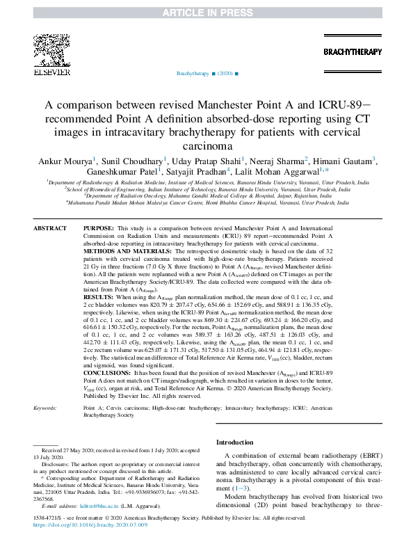 (PDF) A comparison between revised Manchester Point A and ICRU-89–recommended Point A definition ...