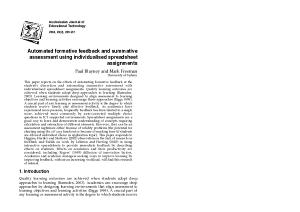 (PDF) Automated formative feedback and summative assessment using ...