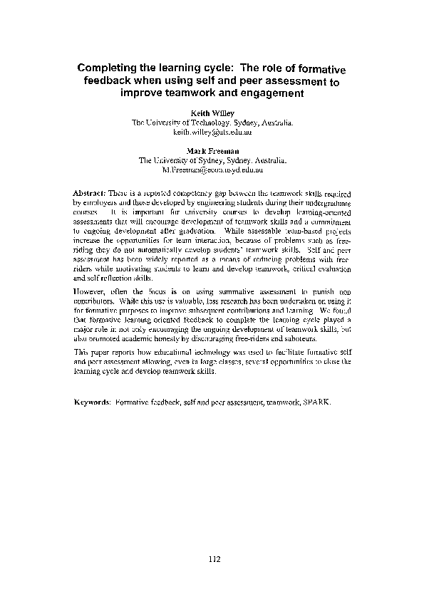 (PDF) Completing the learning cycle: The role of formative feedback ...