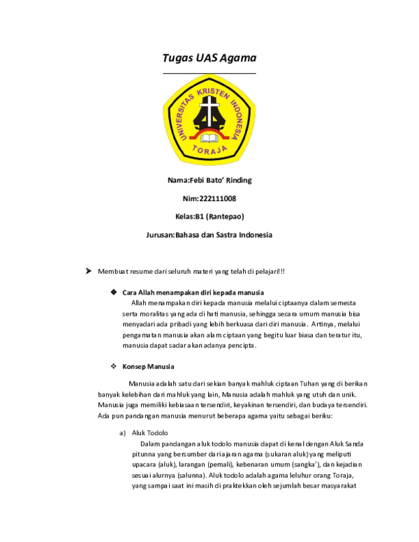 (DOC) Tugas UAS Agama