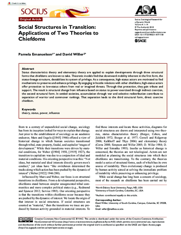 (PDF) Social Structures in Transition: Applications of Two Theories to ...
