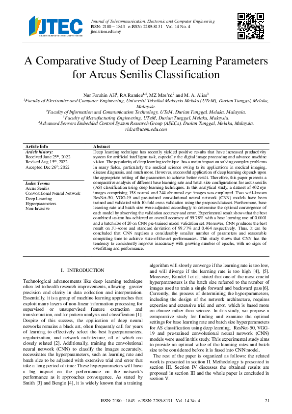 (PDF) A Comparative Study of Deep Learning Parameters for Arcus Senilis Classification