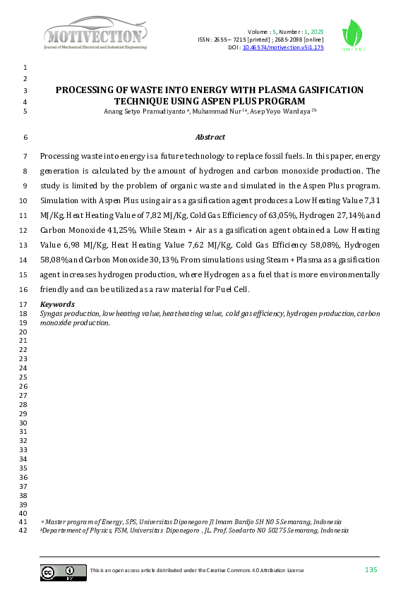 (PDF) PROCESSING OF WASTE INTO ENERGY WITH PLASMA GASIFICATION ...