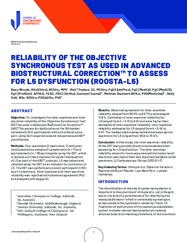 (PDF) Reliability of the Objective Synchronous Test as used in Advanced ...