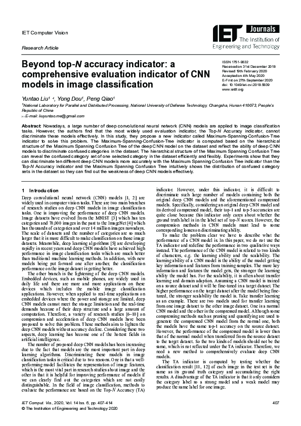 (PDF) Beyond top‐ N accuracy indicator: a comprehensive evaluation indicator of CNN models in ...
