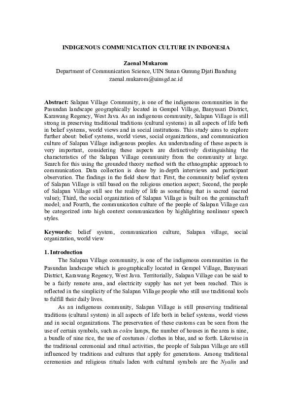 (PDF) Indigenous Communication Culture in Indonesia