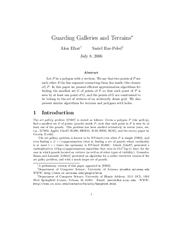 (PDF) Guarding galleries and terrains | Alon Efrat - Academia.edu
