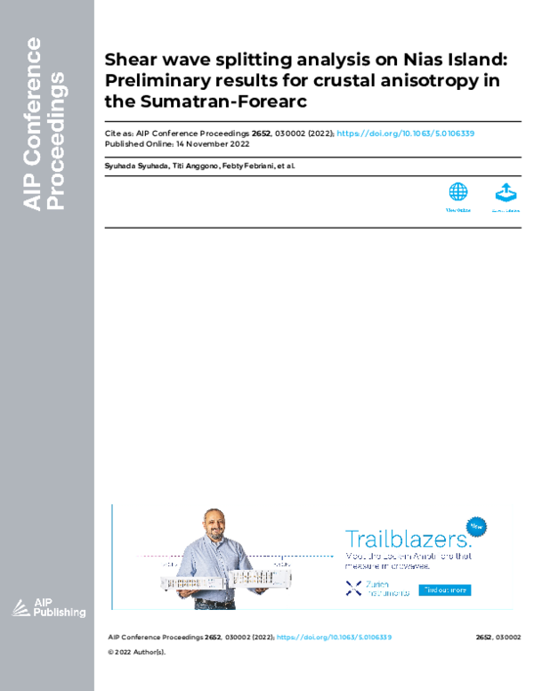 (PDF) Shear wave splitting analysis on Nias Island: Preliminary results ...