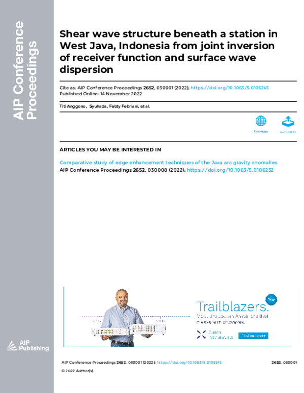 (PDF) Shear wave structure beneath a station in West Java, Indonesia from joint inversion of ...