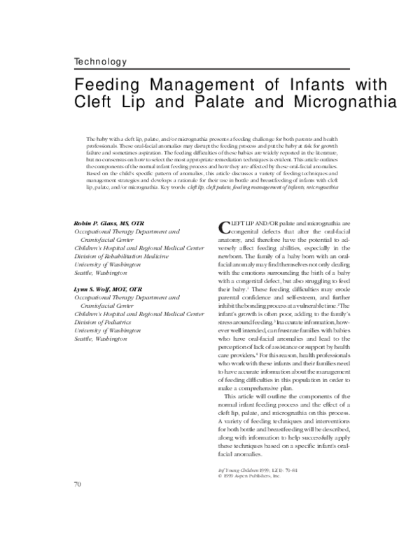 (PDF) Feeding Management of Infants with Cleft Lip and Palate and ...