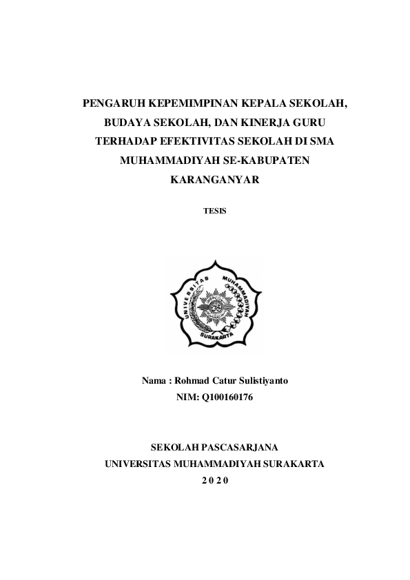 (PDF) Pengaruh Kepemimpinan Kepala Sekolah, Budaya Sekolah, dan Kinerja Guru terhadap ...