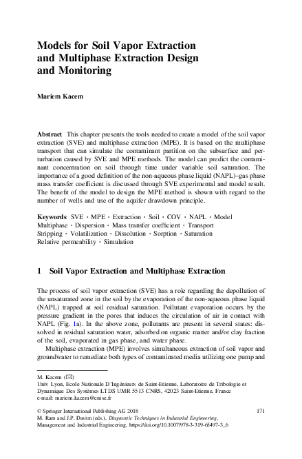 (PDF) Models for Soil Vapor Extraction and Multiphase Extraction Design ...