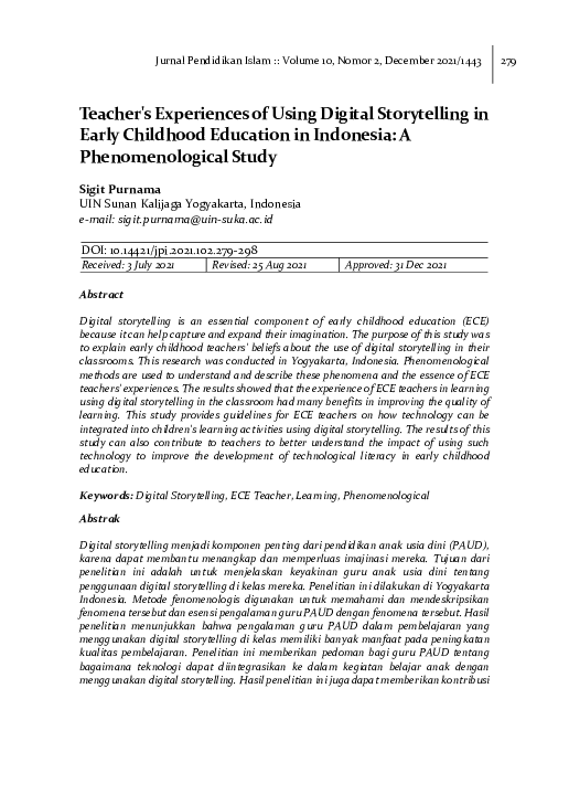 (PDF) Teacher's Experiences of Using Digital Storytelling in Early Childhood Education in ...