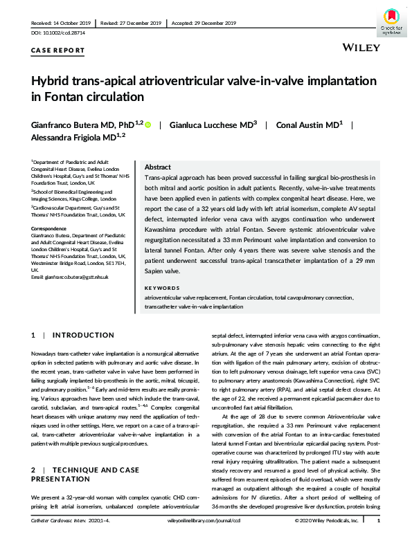 (PDF) Hybrid trans‐apical atrioventricular valve‐in‐valve implantation ...