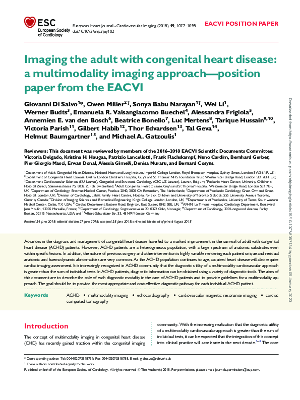 (PDF) Imaging the adult with congenital heart disease: a multimodality ...
