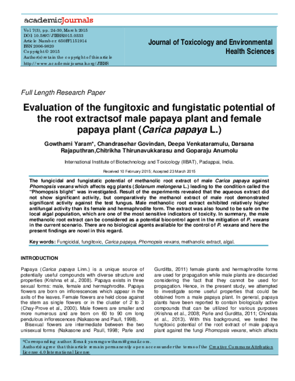 (PDF) Evaluation of the fungitoxic and fungistatic potential of the ...