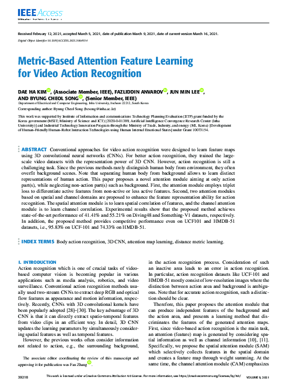 (PDF) Metric-Based Attention Feature Learning for Video Action Recognition
