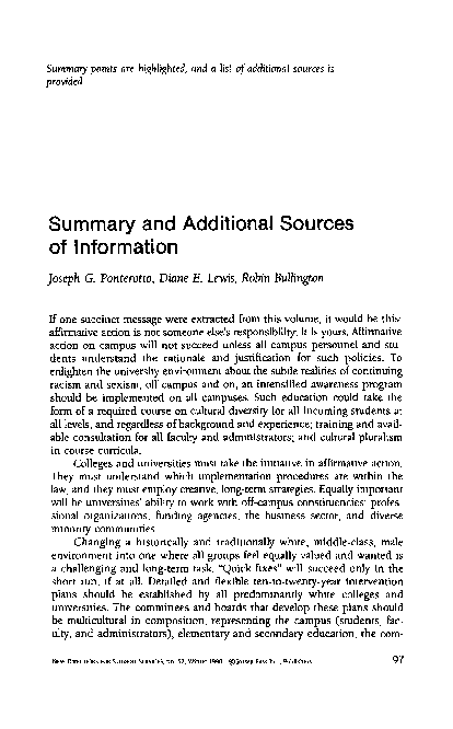 (PDF) Summary and additional sources of information