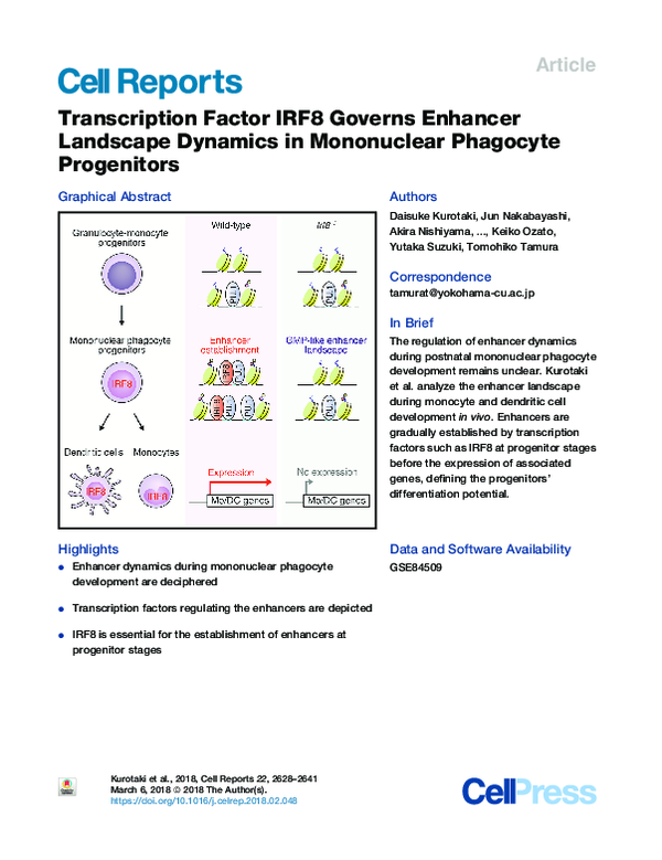 (PDF) Transcription Factor IRF8 Governs Enhancer Landscape Dynamics in ...