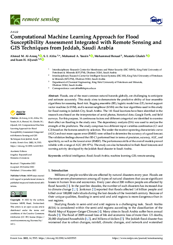 Pdf Computational Machine Learning Approach For Flood Susceptibility Assessment Integrated