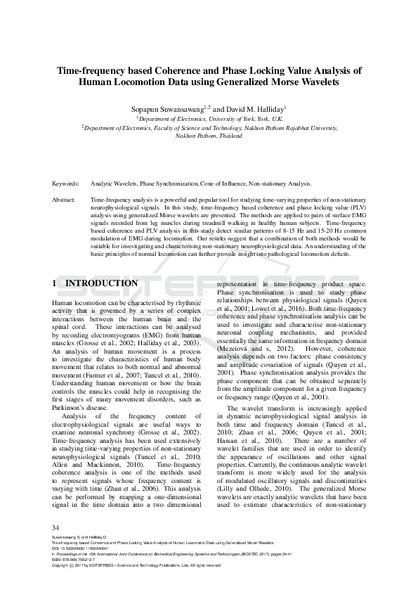 (PDF) Time-frequency based Coherence and Phase Locking Value Analysis of Human Locomotion Data ...