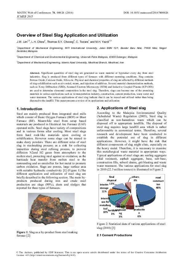 (PDF) Overview of Steel Slag Application and Utilization