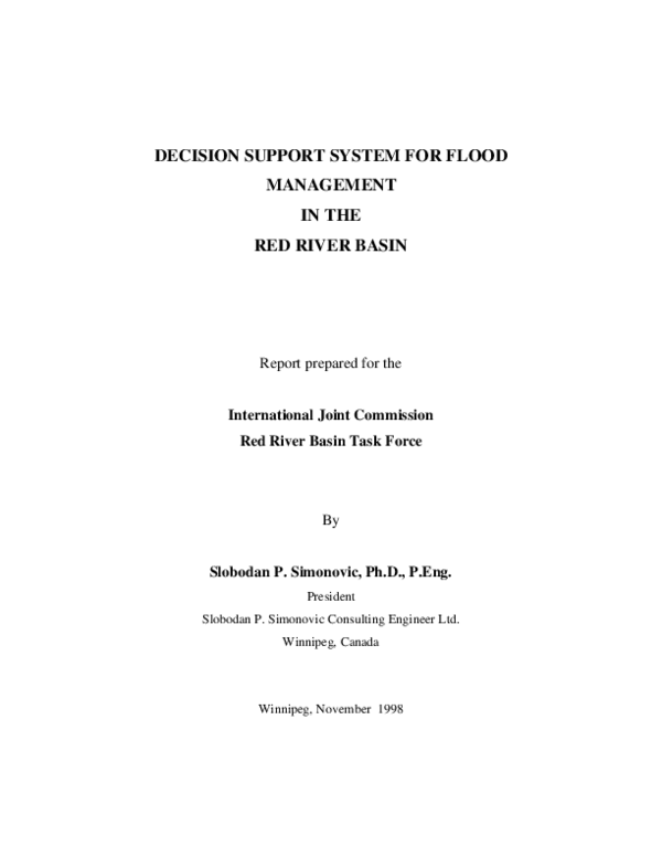 (PDF) Decision Support System for Flood Management in the Red River Basin