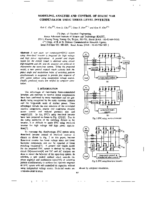 (PDF) Modeling, analysis and control of static VAr compensator using three-level inverter