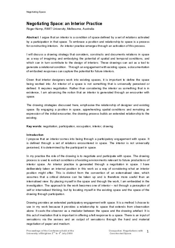 (PDF) Negotiating Space: an Interior Practice