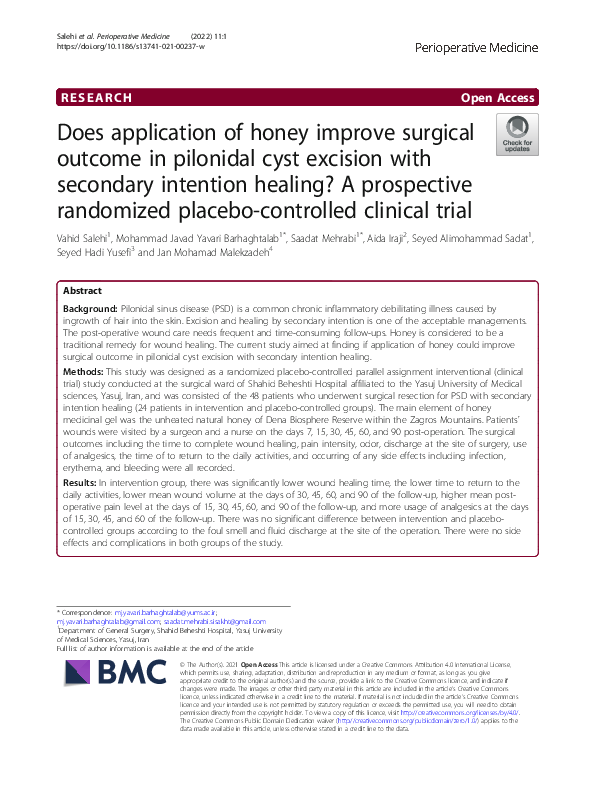 (PDF) Does application of honey improve surgical outcome in pilonidal ...