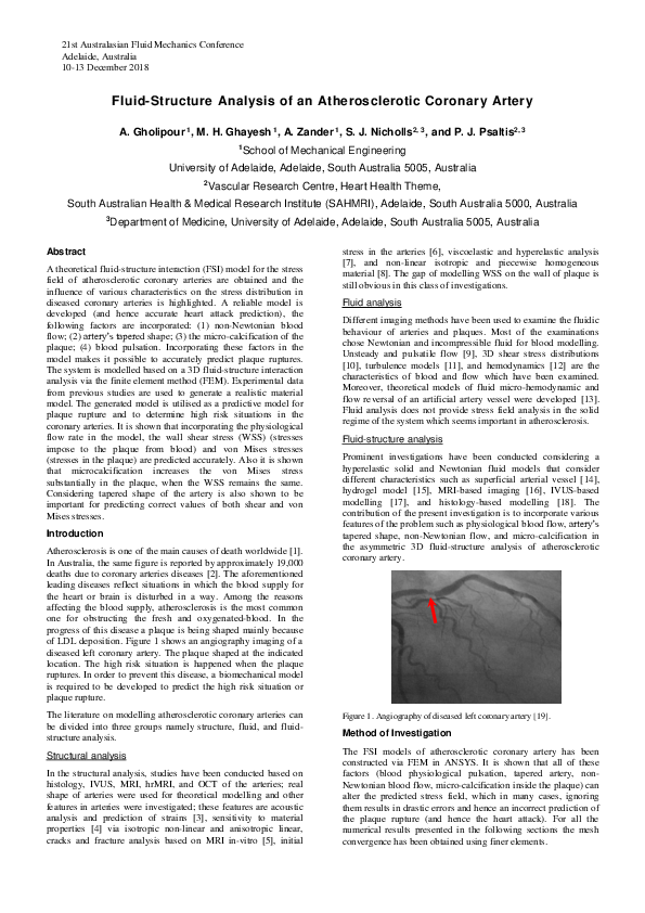 (PDF) Fluid-structure analysis of an atherosclerotic coronary artery