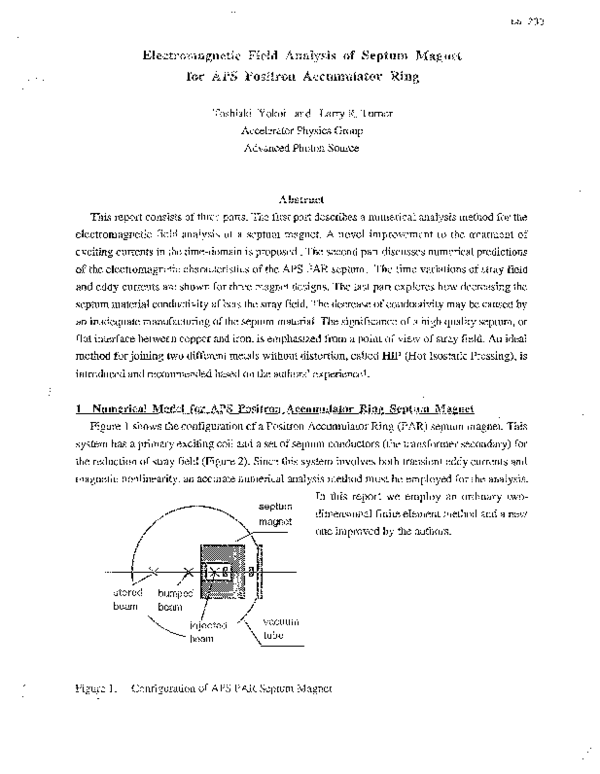 (PDF) Electromagnetic field analysis of septum magnet for APS positron ...