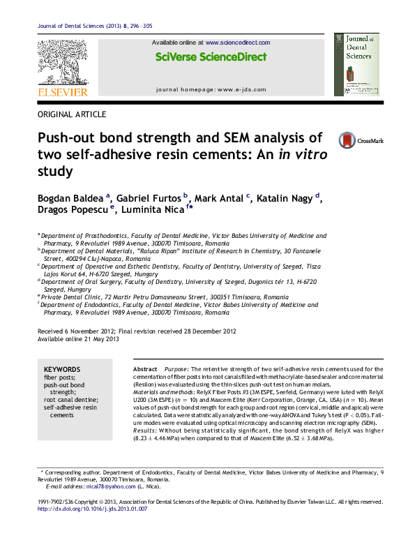 (PDF) Push-out bond strength and SEM analysis of two self-adhesive ...