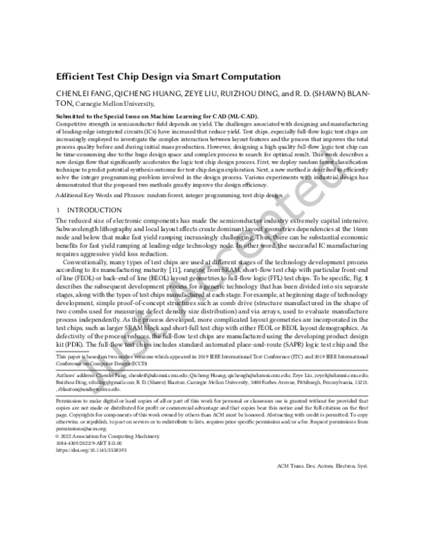 (PDF) Efficient Test Chip Design via Smart Computation