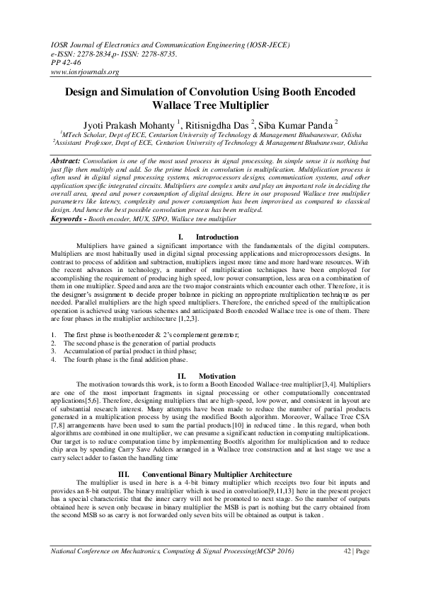 Pdf Design And Simulation Of Convolution Using Booth Encoded Wallace