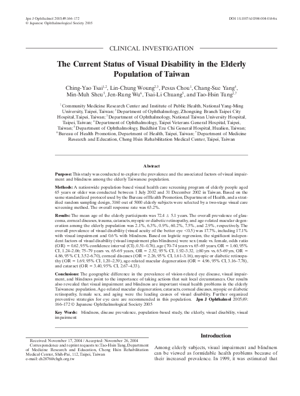 (PDF) The current status of visual disability in the elderly population ...