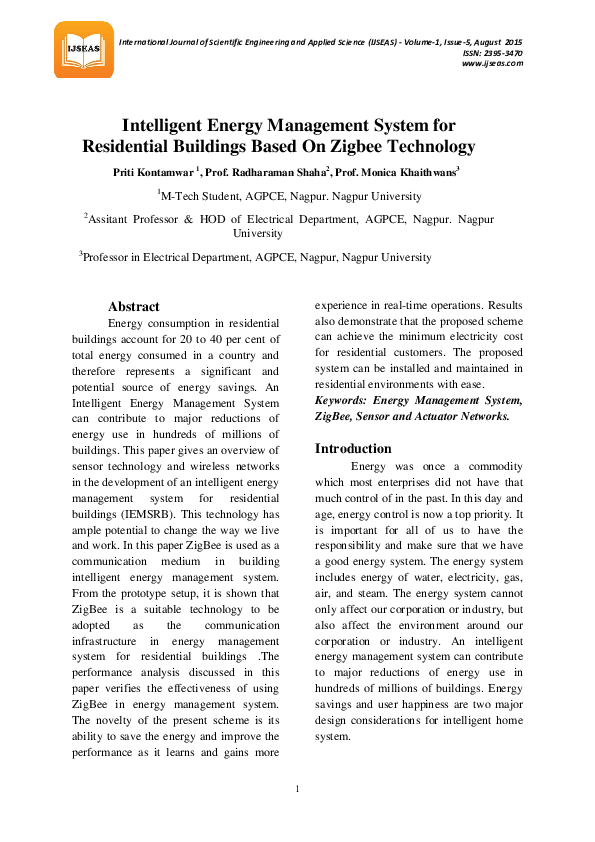 (PDF) Intelligent Energy Management System for Residential Buildings ...