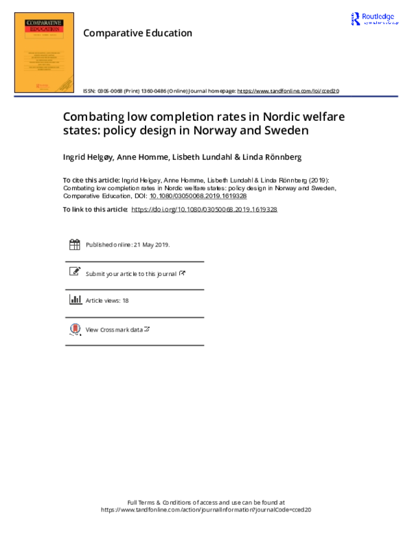 (PDF) Combating low completion rates in Nordic welfare states: policy ...