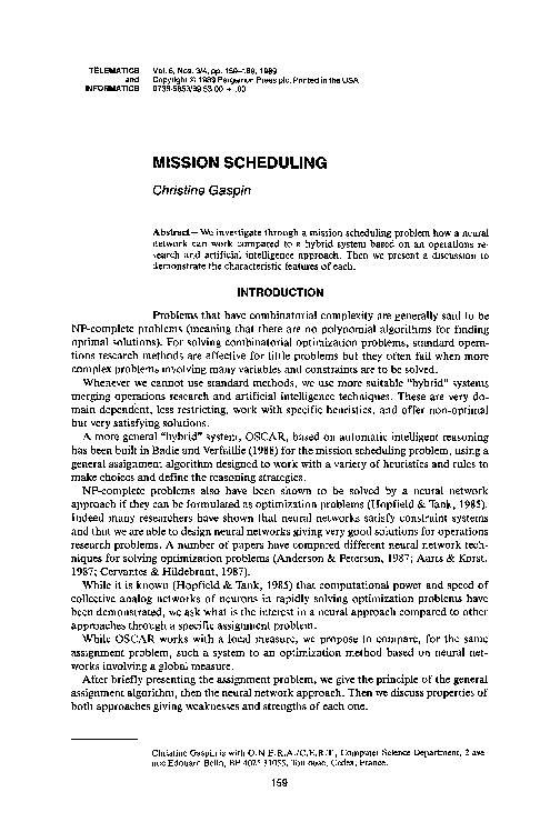 (PDF) Mission scheduling