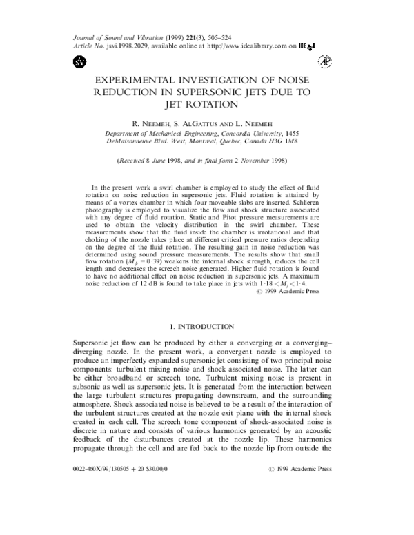 (PDF) Experimental Investigation of Noise Reduction from Two Parallel ...