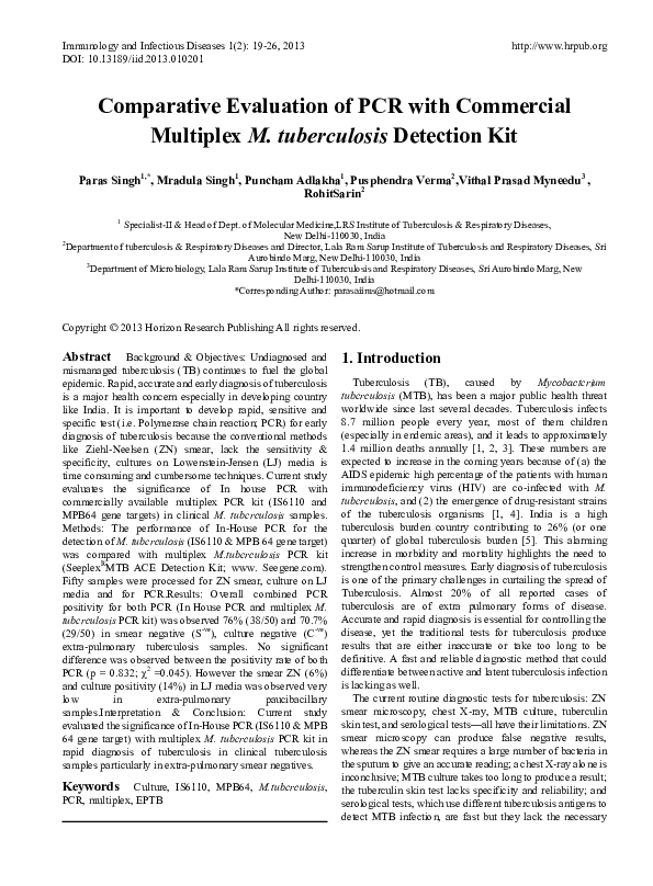 (PDF) Comparative Evaluation of PCR with Commercial Multiplex M ...
