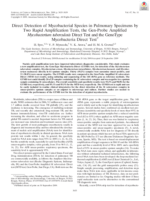 (PDF) Direct Detection of Mycobacterial Species in Pulmonary Specimens ...