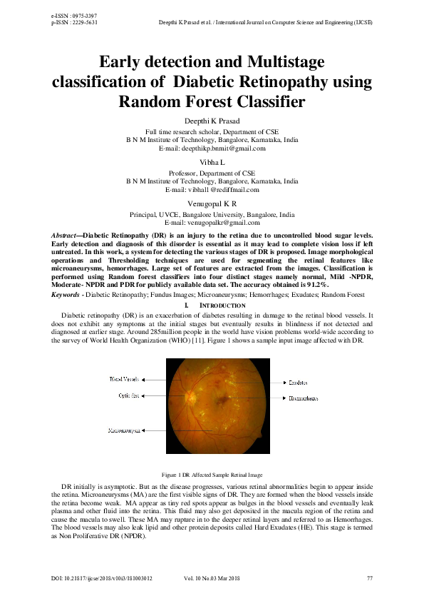 (PDF) Early detection and Multistage classification of Diabetic Retinopathy using Random Forest ...