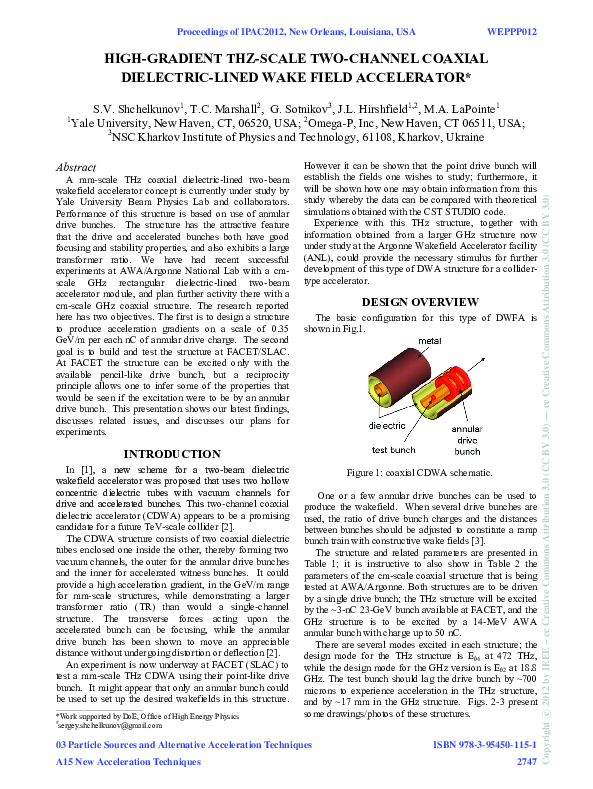 (PDF) High-Gradient THZ-Scale Two-Channel Coaxial Dielectric-Lined Wake Field Accelerator