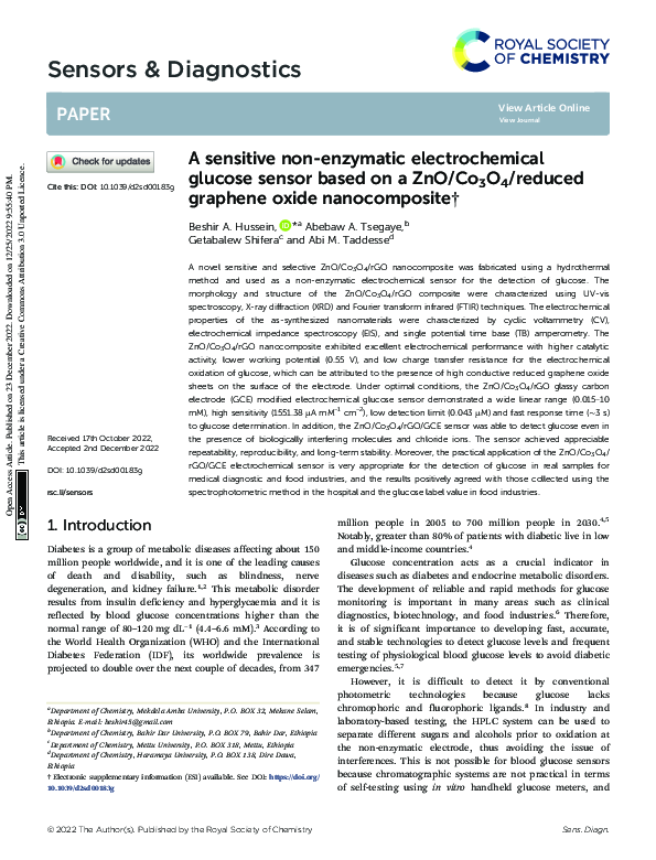 (PDF) A sensitive non-enzymatic electrochemical glucose sensor based on ...