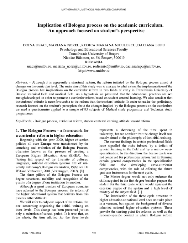 (PDF) Implication of Bologna process on the academic curriculum: an ...