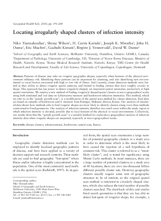 (PDF) Locating irregularly shaped clusters of infection intensity